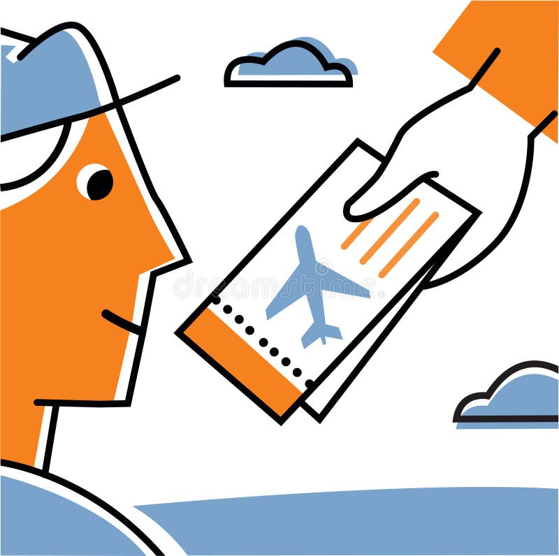 Person Handing Ticket To Man Stock Illustration - Illustration of ...