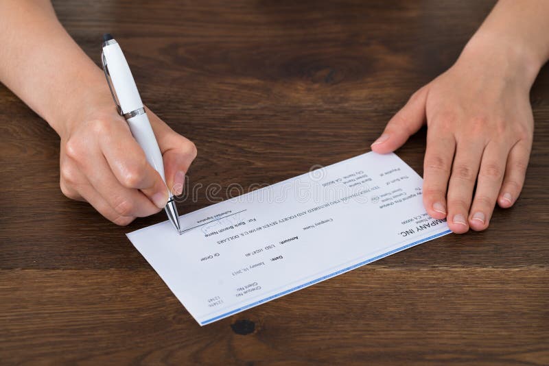 Person Hands Signing Cheque Stock Image - Image of investment, hand ...
