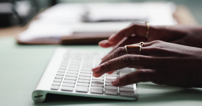 Person, Hands and Typing on Keyboard in Office for Email, Spreadsheet ...