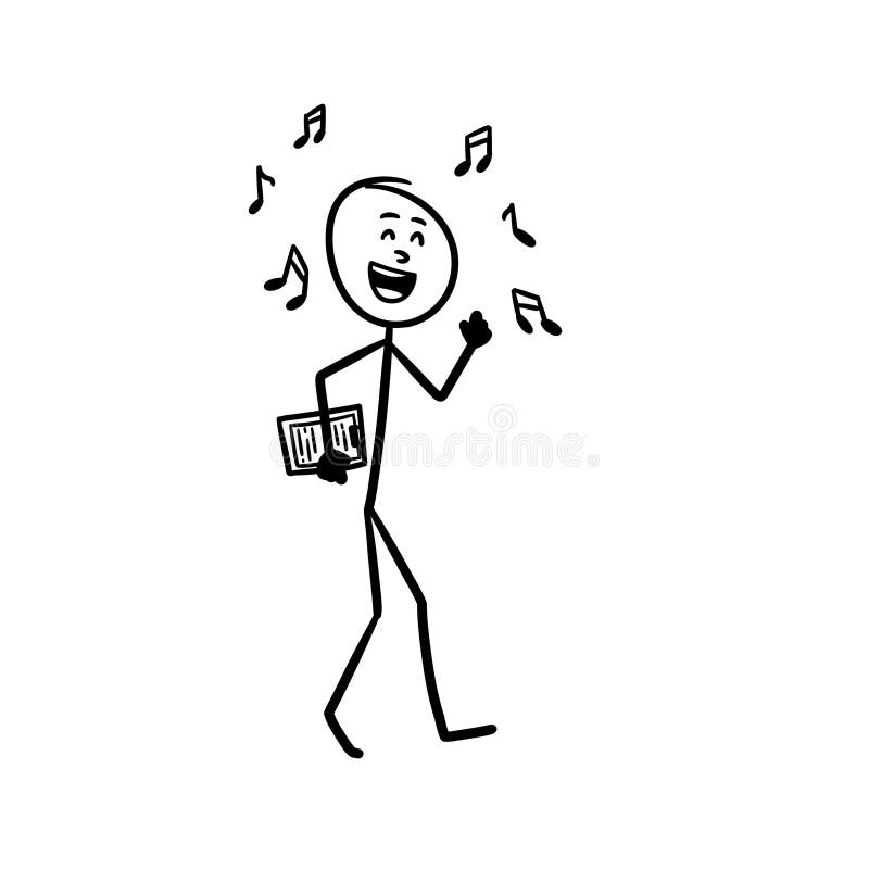 A Person Happily Dancing with Musical Notes Flying Around Him Stock ...