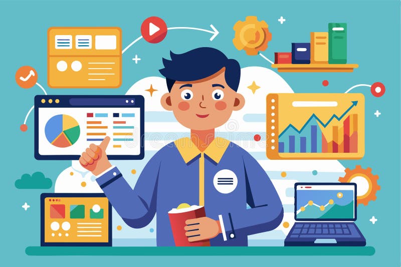 A Person is Happily Reviewing Data on Multiple Screens Filled with ...