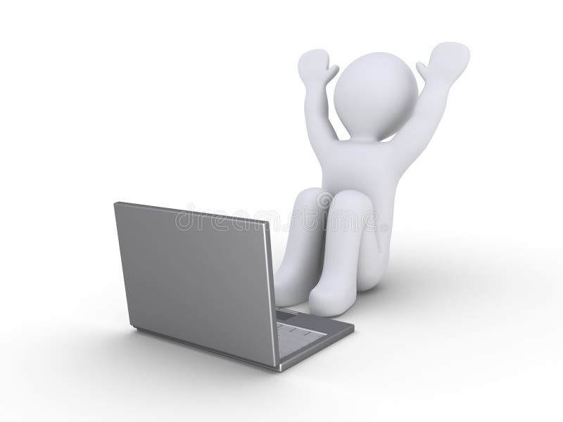 Person is Happy with Computer Stock Illustration - Illustration of ...