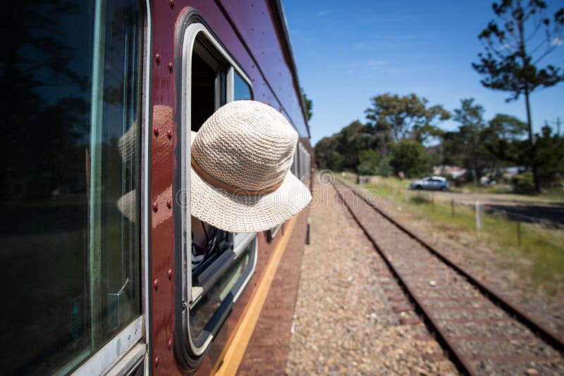 Person in a Hat Looking Out from the Train Stock Photo - Image of ...