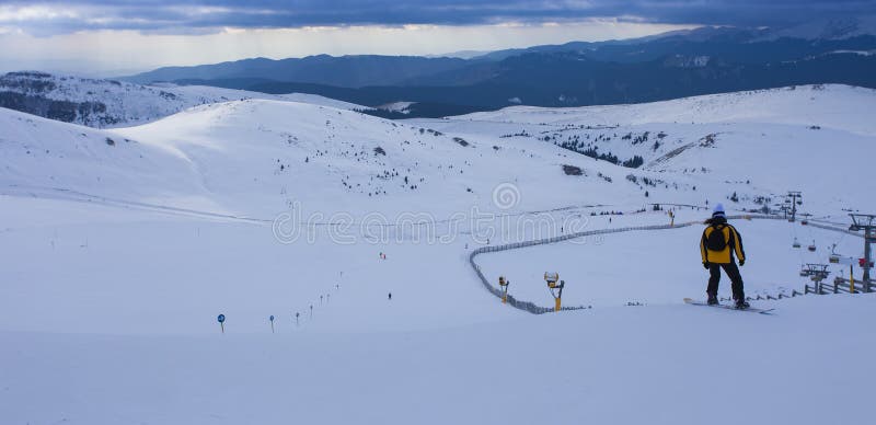 Person Having Fun at Snowboard Slope Stock Image - Image of high ...