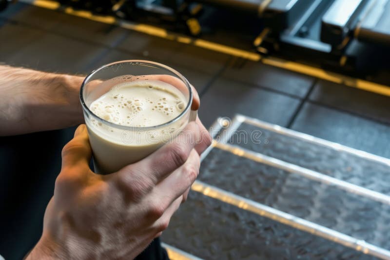 Person Having a Soy Milk Drink, Gym Steps Just Visible Stock Photo ...