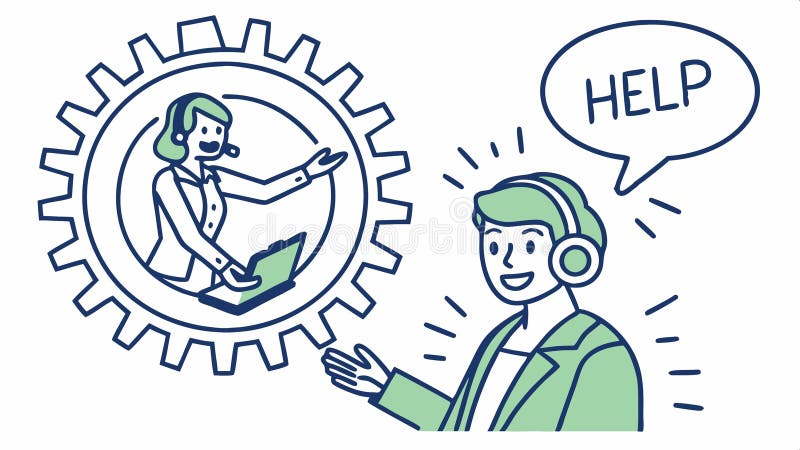 Person with Headset Saying Help for Customer Service and Support Vector ...