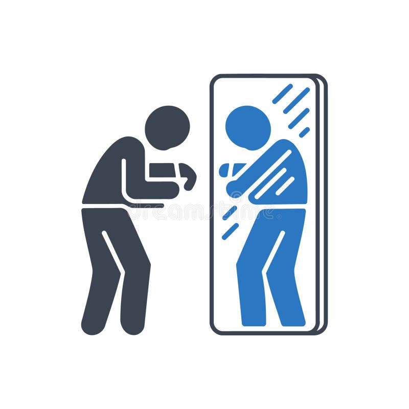 Person Hiding in Front of Mirror Icon Stock Vector - Illustration of ...