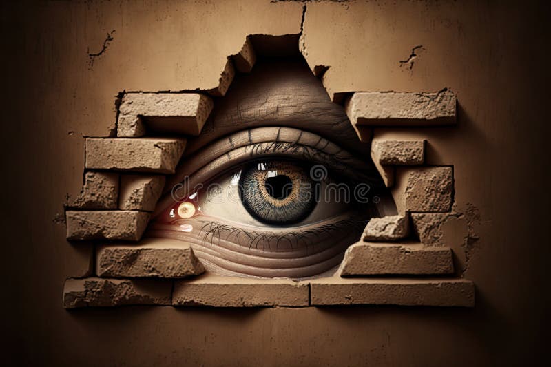 Person, Hiding from View Behind a Wall or Other Structure, with All ...