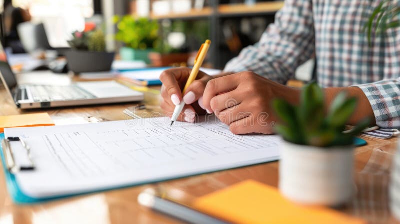 Person Highlighting Sections of a Printed Questionnaire Quality Check ...