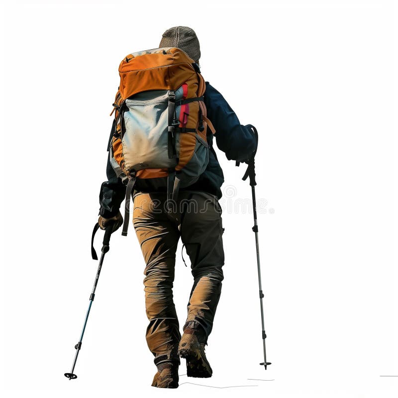 Person Hiking on White Isolate Background Stock Illustration ...