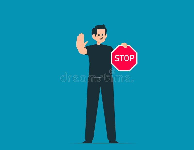 Person Hold Do Not Enter Sign. Stop Vector Concept Stock Vector ...
