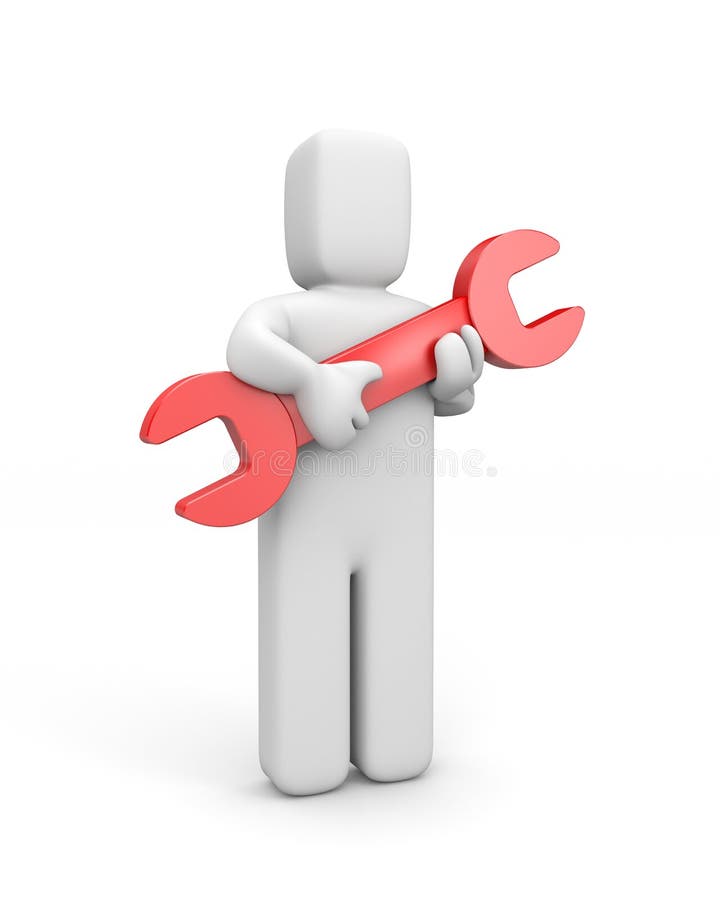 Person hold spanner stock illustration. Illustration of contractor ...