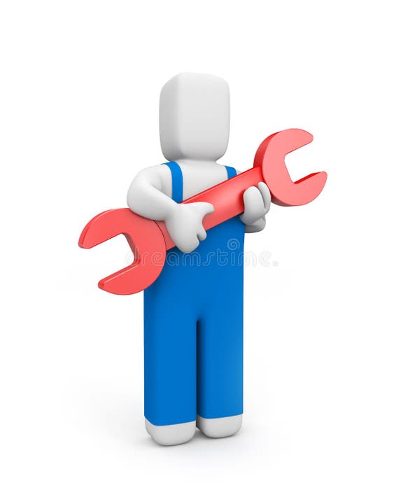 Person Hold Spanner. Mechanic Stock Illustration - Illustration of ...