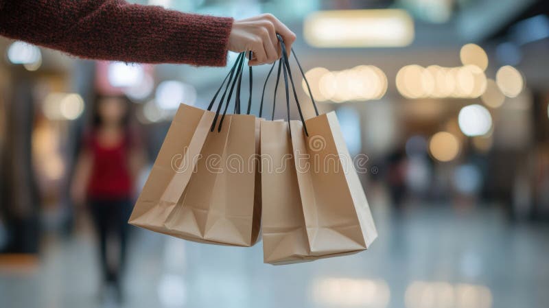 A Person Holding a Bag in a Mall Stock Illustration - Illustration of ...