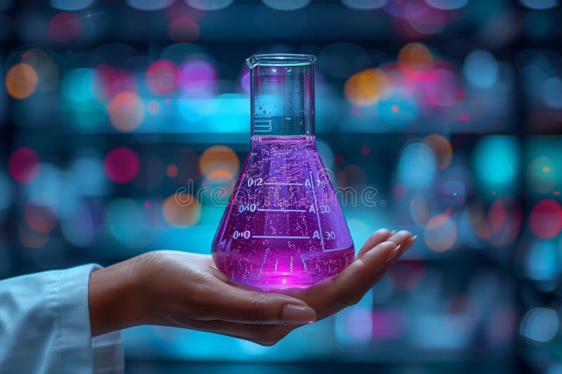 Person Holding a Beaker of Purple Fluid, Possibly a Chemistry Solution ...