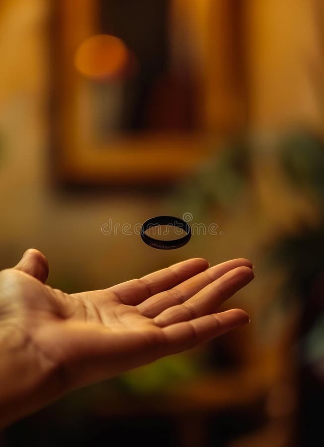 A Person Holding a Black Ring in Their Hand Stock Photo - Image of ...