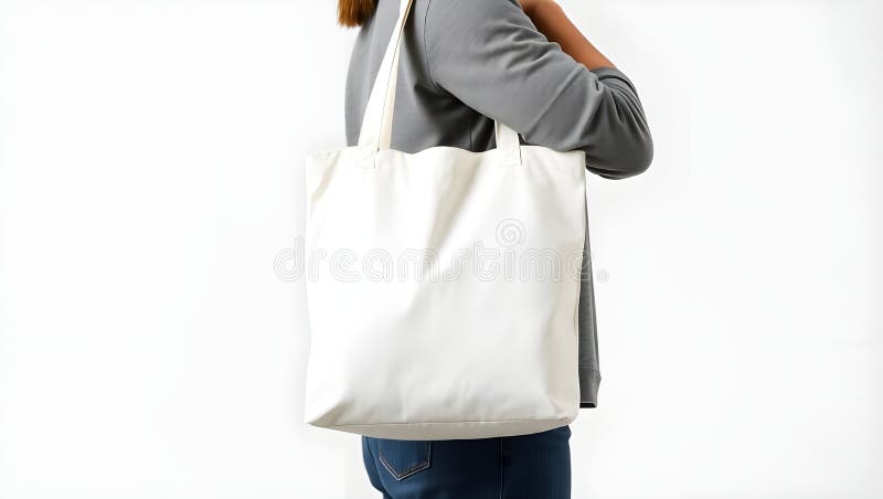 Person Carrying Blank Empty Canvas Tote Shopping Bag Mockup Shopper ...
