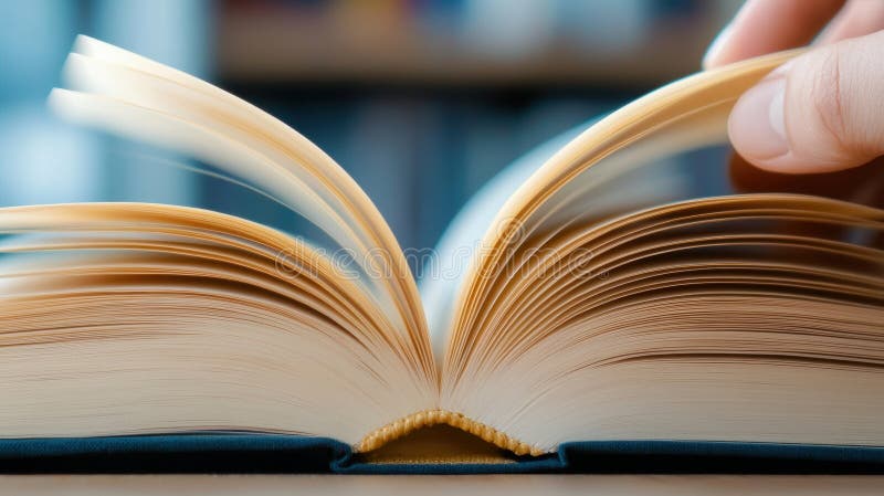 A Person is Holding a Book Open with Their Finger, AI Stock Photo ...