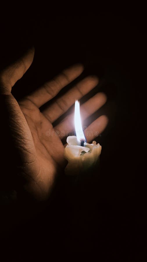 Person Holding a Candle during a Dark Night. Stock Photo - Image of ...