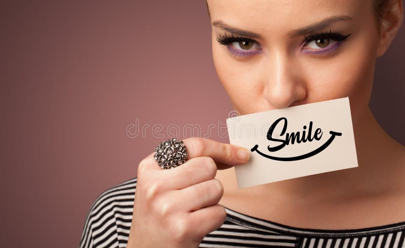 Person Holding Card with Smile Stock Photo - Image of emotion, emoticon ...