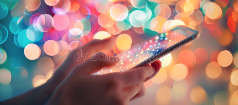A Person is Holding a Cell Phone with a Bright Screen by AI Generated ...