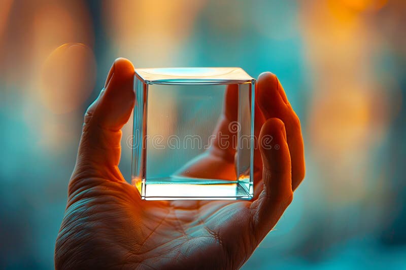 A Person Holding a Clear Cube in Their Hand Stock Illustration ...