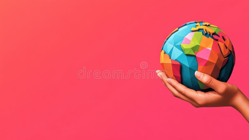 A Person Holding a Colorful Globe in Their Hand, AI Stock Photo - Image ...