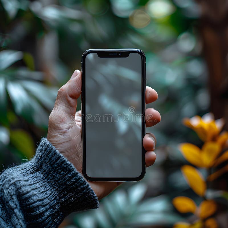 Individual Holding a Communication Device with a Blank Screen in Their ...