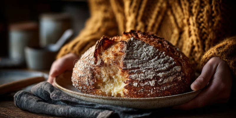 Person Holding a Crusty Loaf of Bread Stock Illustration - Illustration ...