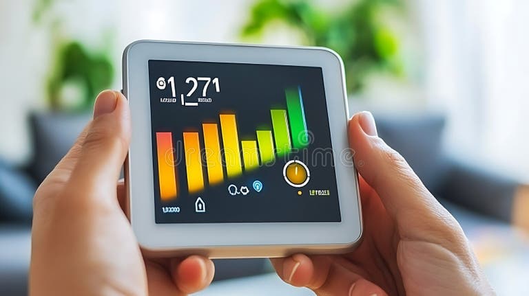 A Person Holding a Digital Device Displaying Data Analysis Stock Illustration - Illustration of ...