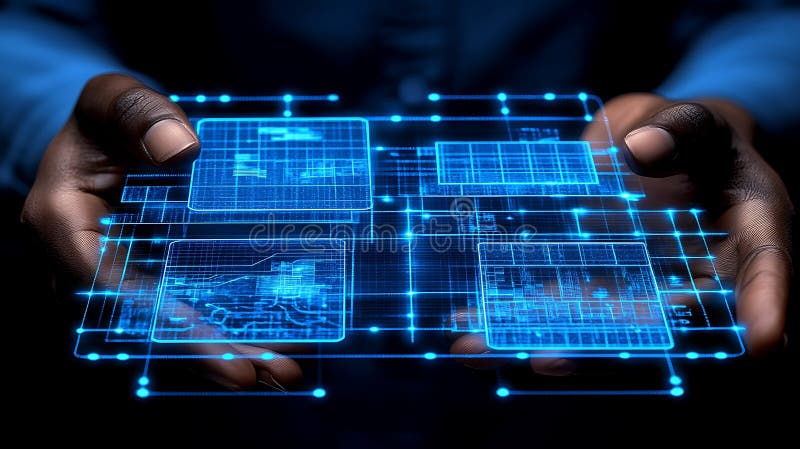 A Person Holding a Digital Glowing Interface in Their Hands Stock ...