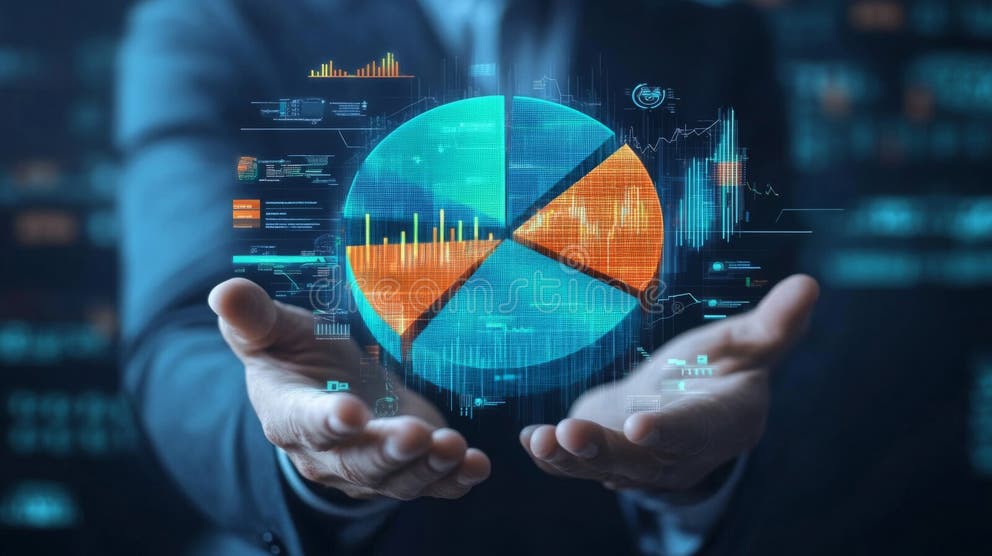 Person Holding a Digital Pie Chart Showing Data Analytics Stock ...