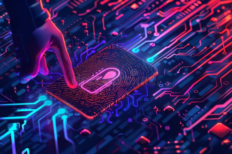 A Person is Holding a Fingerprint on a Circuit Board, Indicating the ...