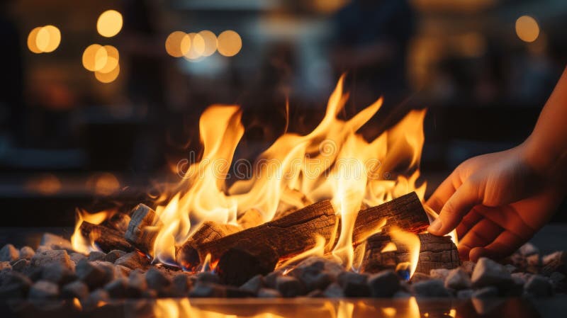 A Person is Holding a Fire in Front of an Open Flame, AI Stock Image ...