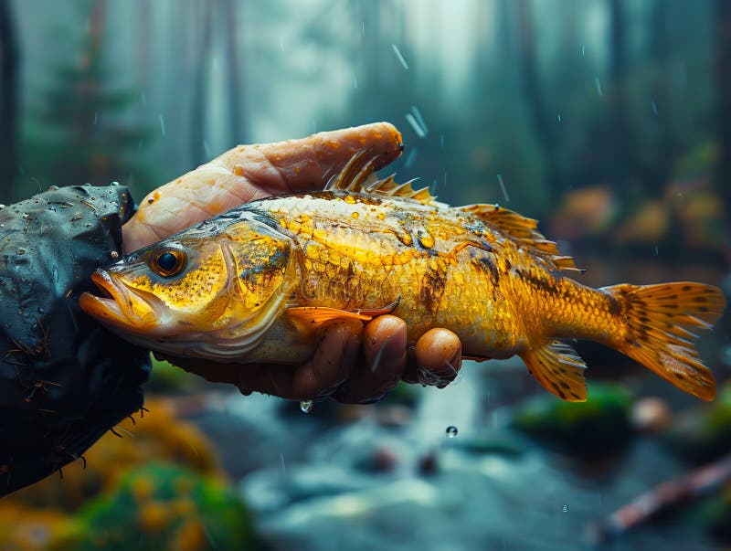 A Person Holding a Fish in the Rain Stock Photo - Image of blowfish ...