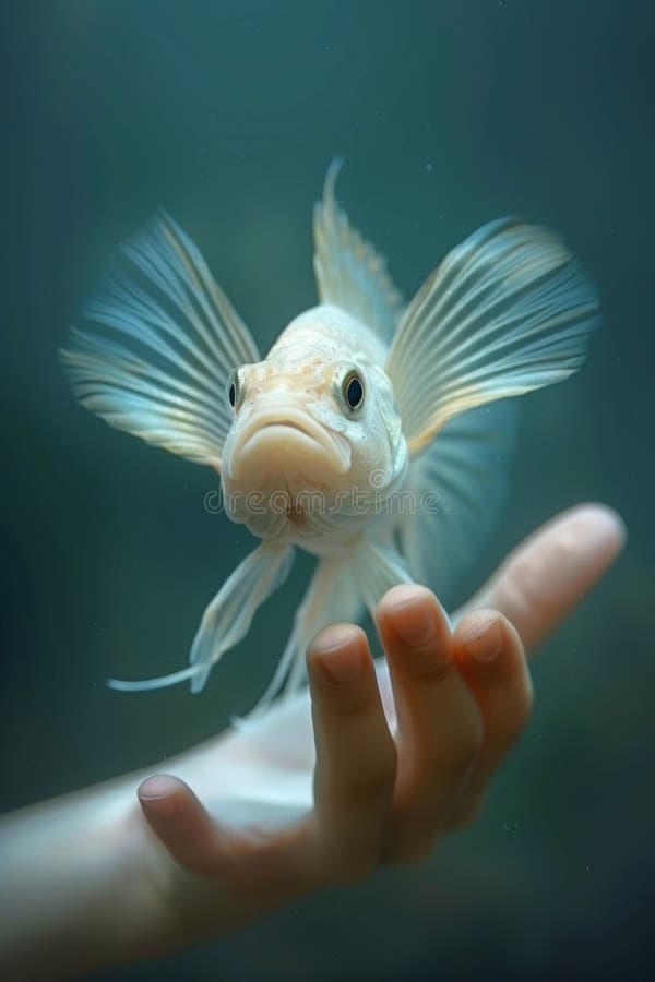 A Person Holding a Fish in Their Hand Underwater, AI Stock Photo ...