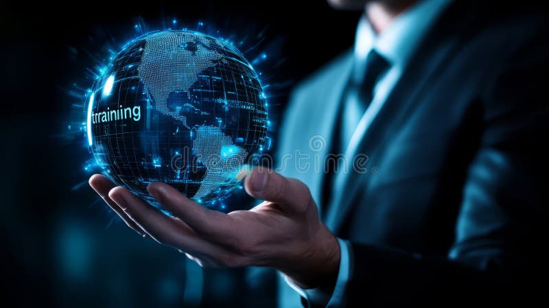 Person Holding Glowing Globe with Word Training Displayed, Symbolizing ...