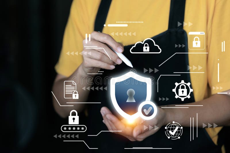 A Person is Holding a Glowing Security Shield Icon, Surrounded by ...