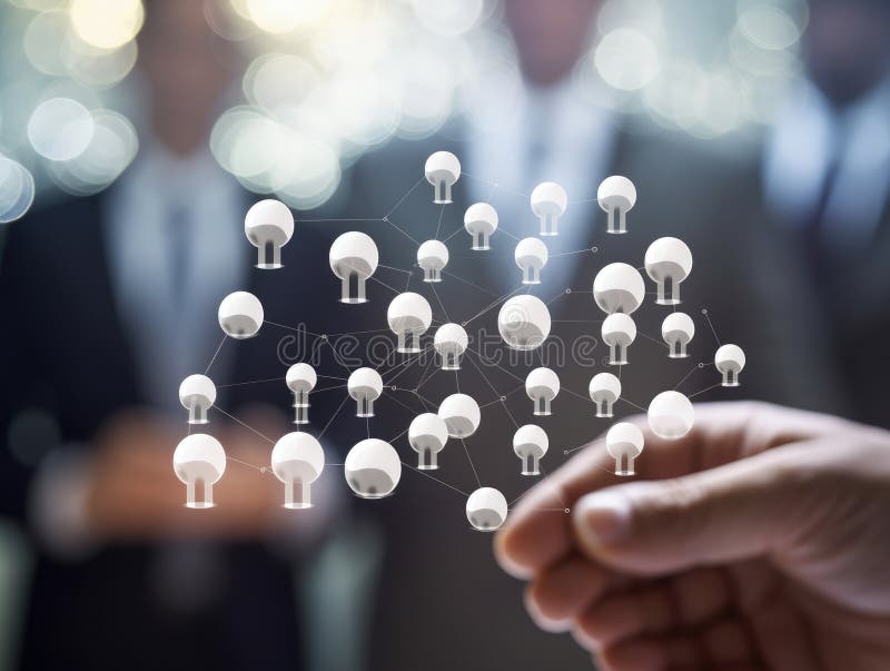 Person is Holding a Hand with a Network of People on it Stock ...