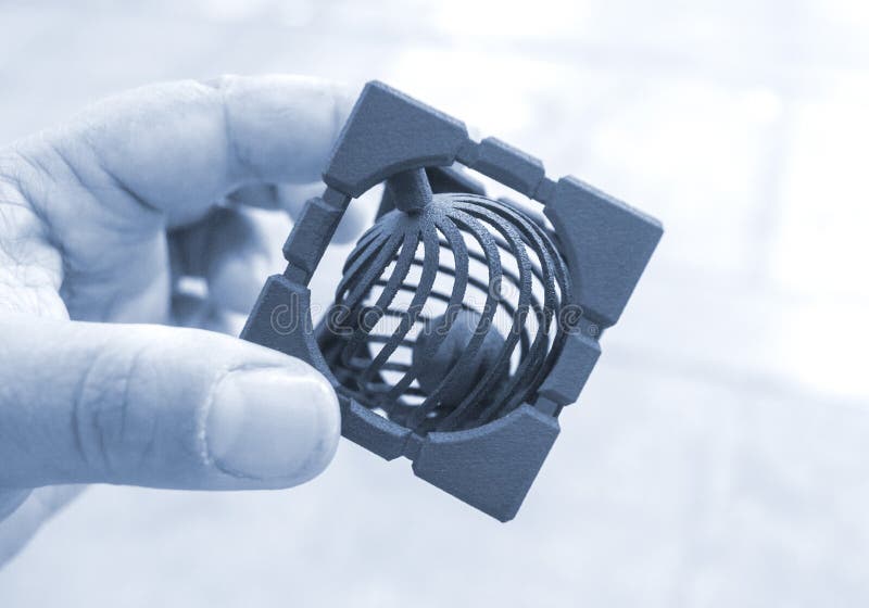 Person Holding in Hand Plastic Models Printed on 3D Printer from Powder ...