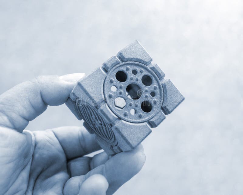 Person Holding in Hand Plastic Models Printed on 3D Printer from Powder ...