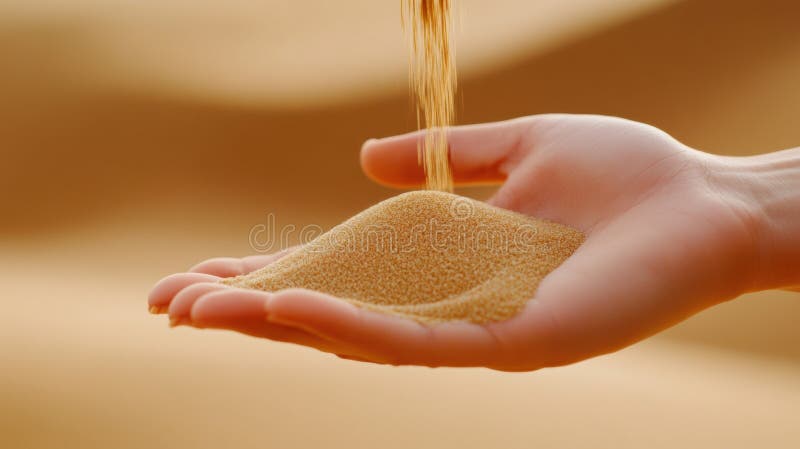 A Person Holding a Handful of Sand with Some Grains Falling Out, AI ...