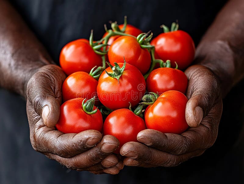 A Person Holding a Handful of Tomatoes in Their Hands Stock Image ...