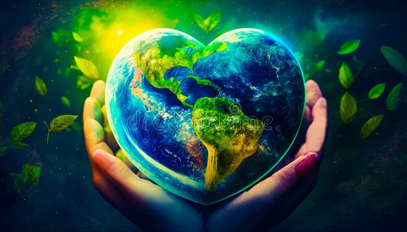 Person Holding Heart Shaped Earth in Their Hands. Generative AI Stock ...