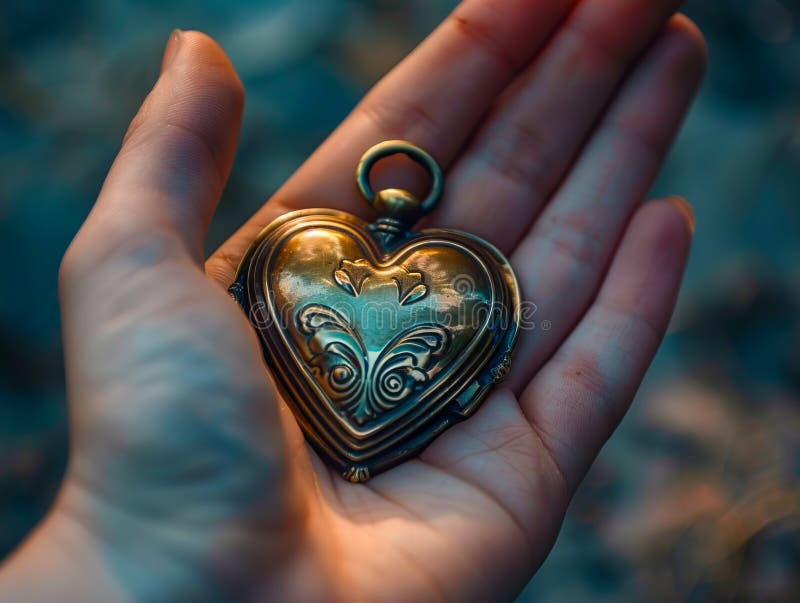 A Person Holding a Heart Shaped Locket Stock Illustration ...