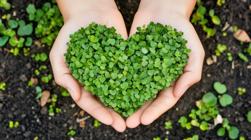 A Person Holding a Heart Shaped Plant in Their Hands, AI Stock Photo ...