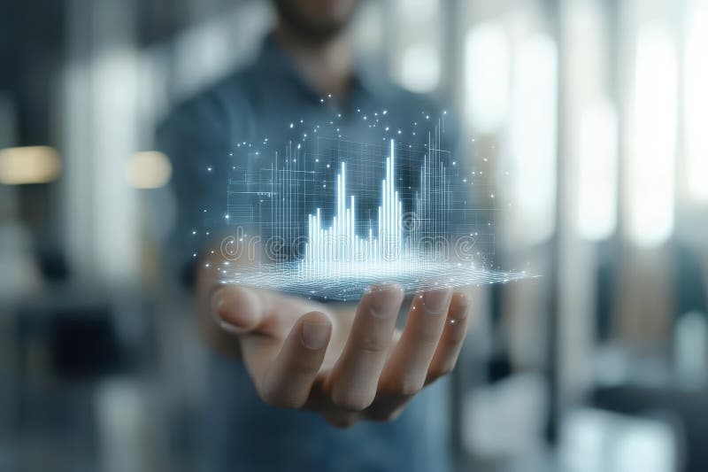 A Person Holding a Holographic Data Visualization in Their Hand ...