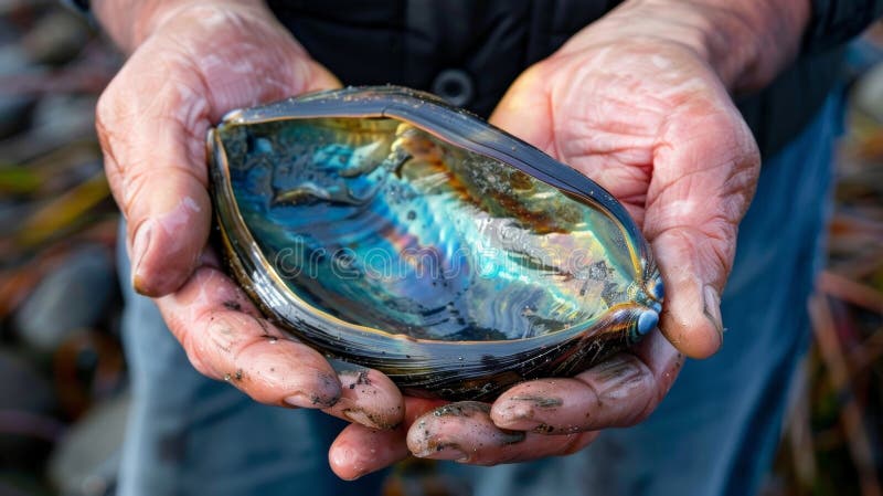 Large Mussel Shell with Small Mussel Shell Stock Image - Image of beach ...