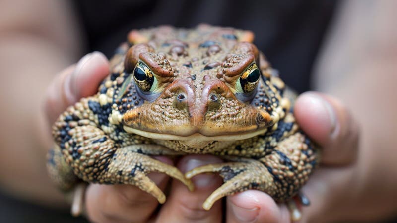 A Person Holding a Large Toad in Their Hands, AI Stock Photo - Image of ...
