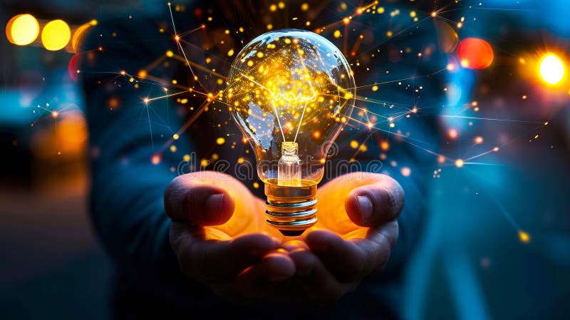 A Person Holding a Light Bulb in Their Hands Stock Image - Image of ...